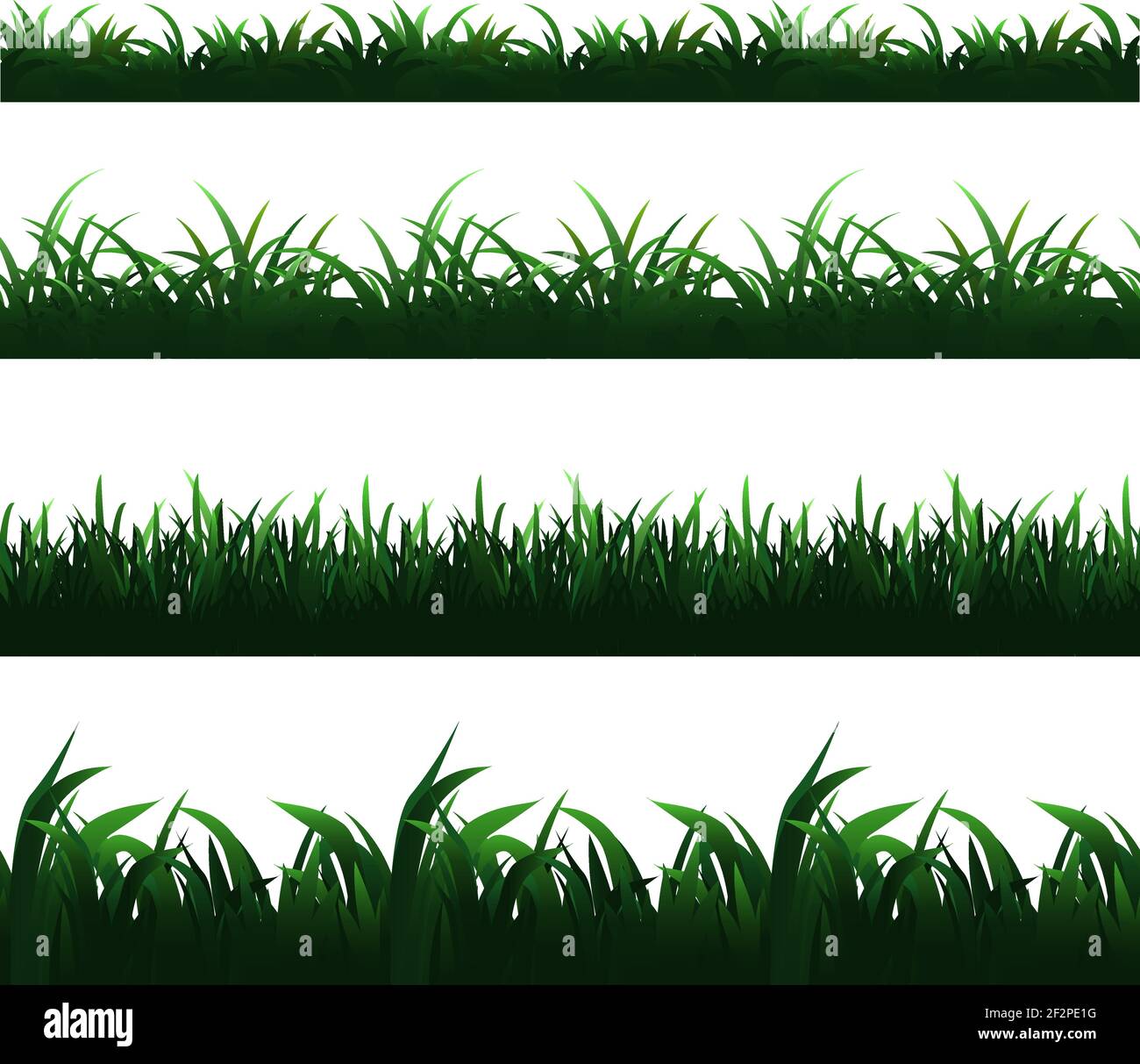 Green seamless grass borders vector set. Grass seamless border, design ...
