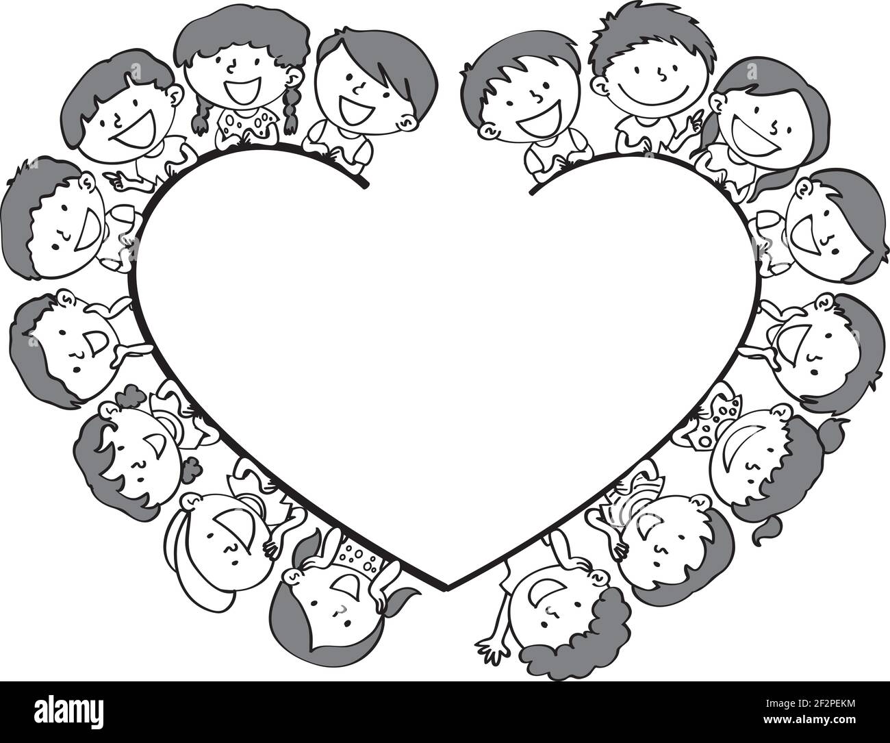 vector cartoon children heart shape border background Stock Vector ...