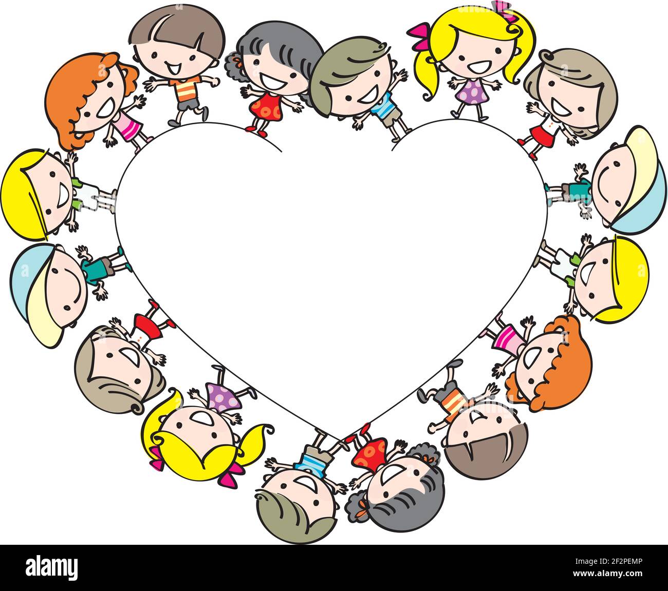 vector cartoon children heart shape border background Stock Vector ...