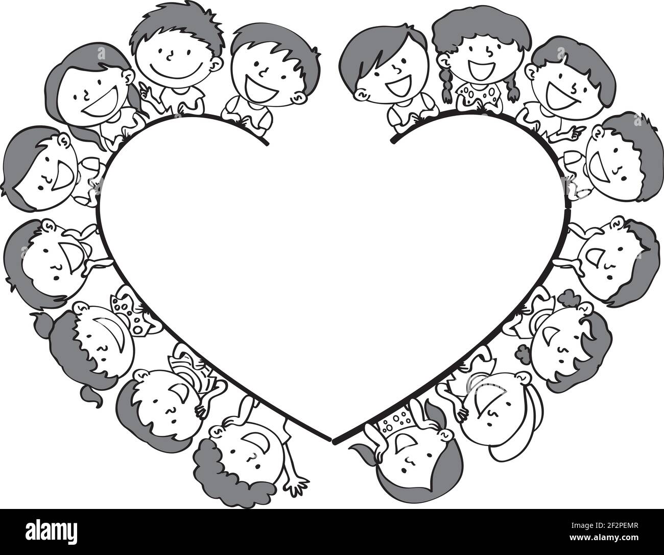vector cartoon children heart shape border background Stock Vector ...