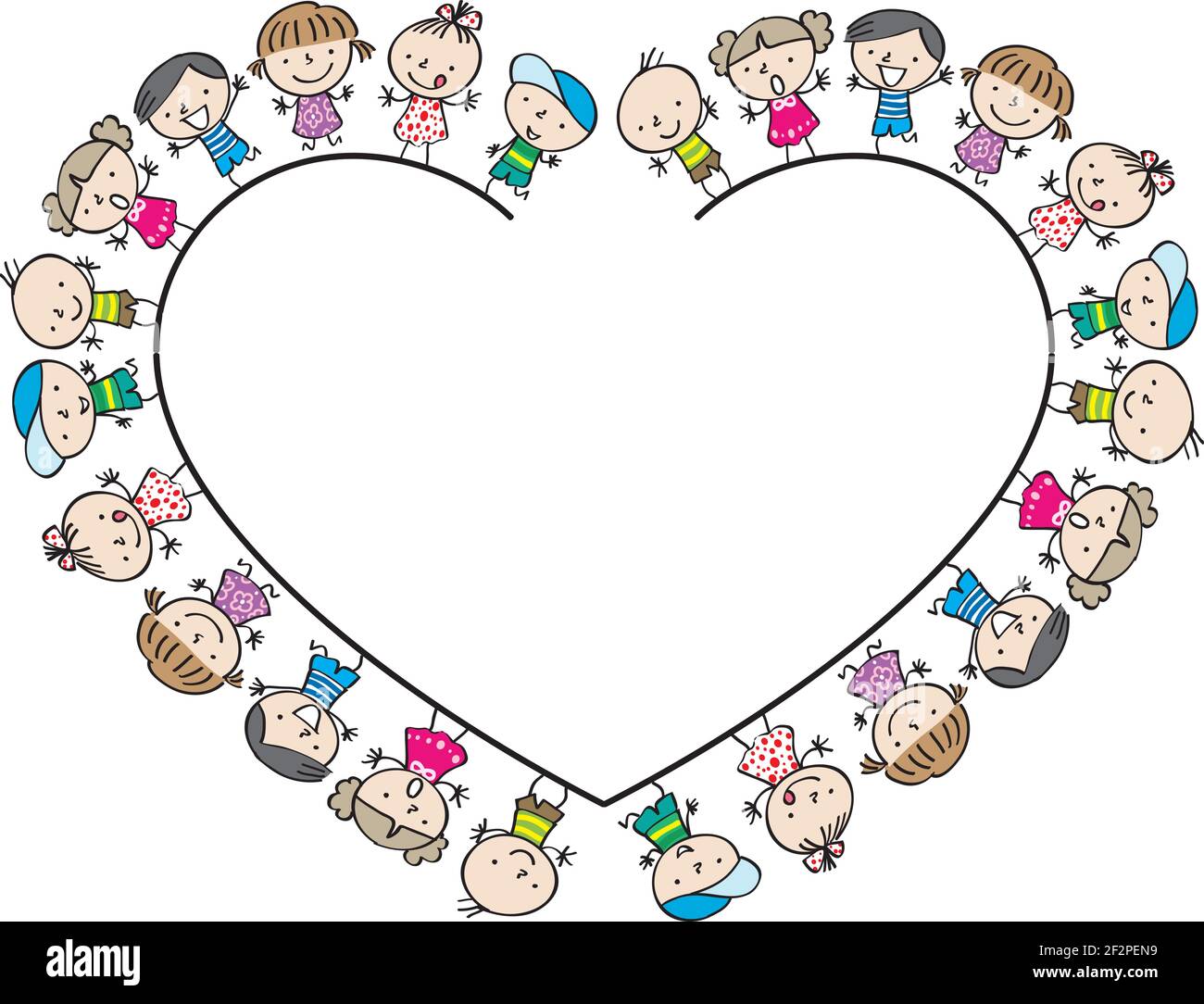 vector cartoon children heart shape border background Stock Vector ...