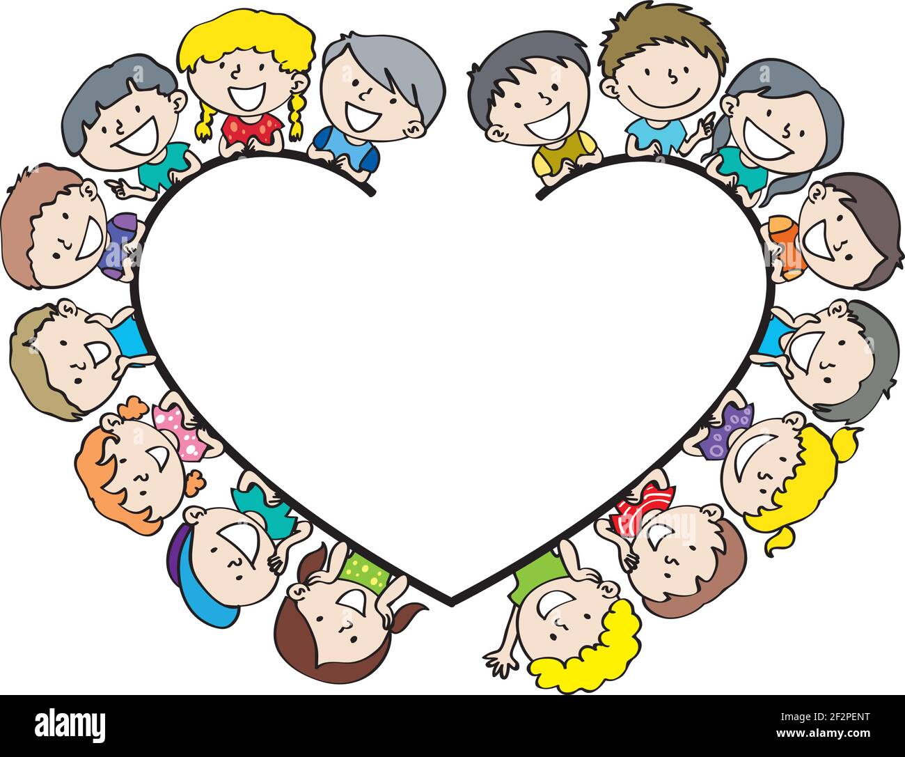 vector cartoon children heart shape border background Stock Vector ...