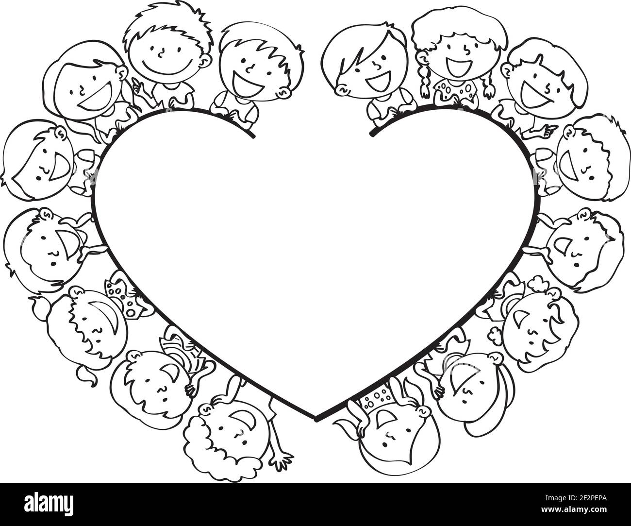 vector cartoon children heart shape border background Stock Vector ...