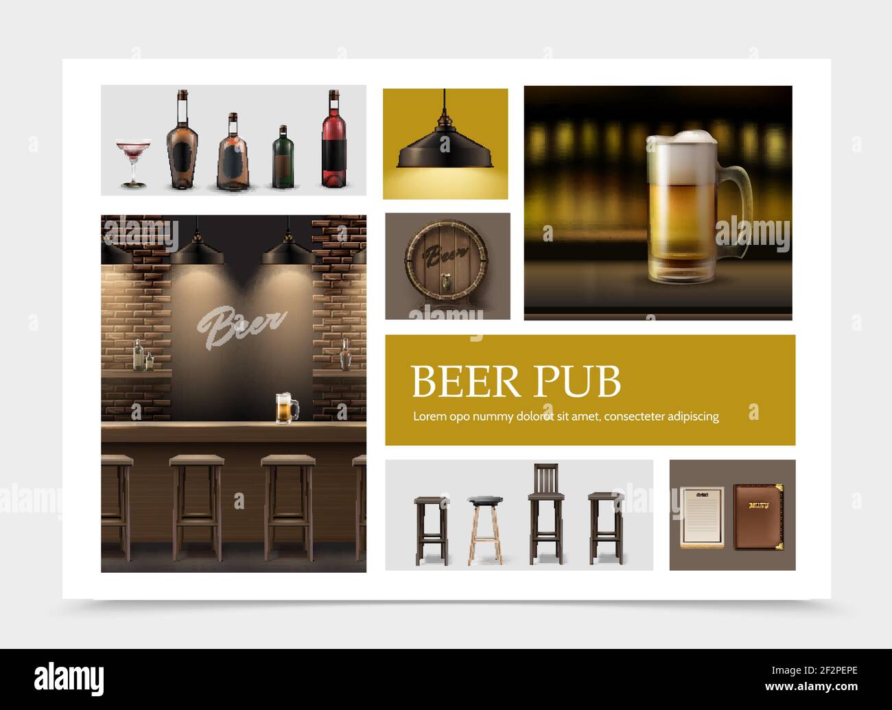 Cocktail menu on wall Stock Vector Images - Alamy