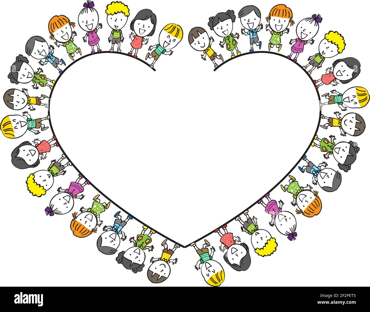 vector cartoon children heart shape border background Stock Vector ...