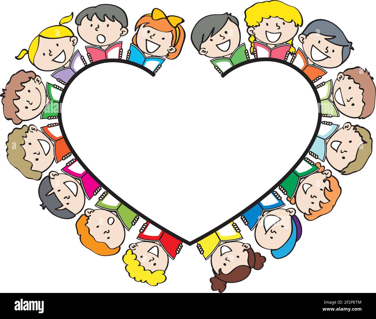 vector cartoon children heart shape border background Stock Vector ...