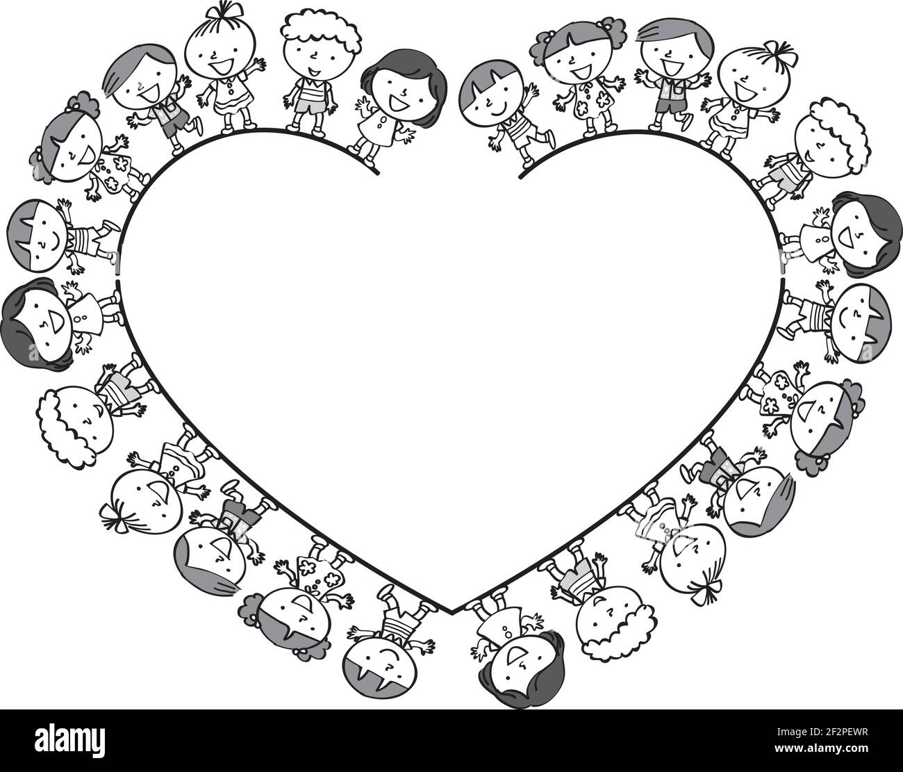 vector cartoon children heart shape border background Stock Vector ...