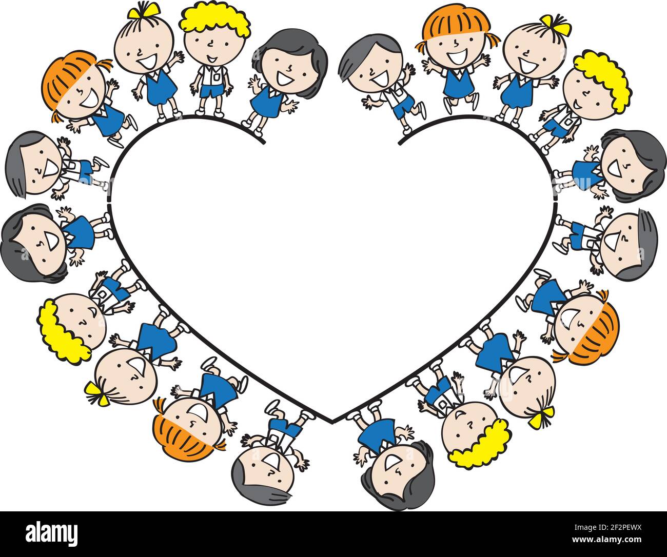 vector cartoon children heart shape border background Stock Vector ...