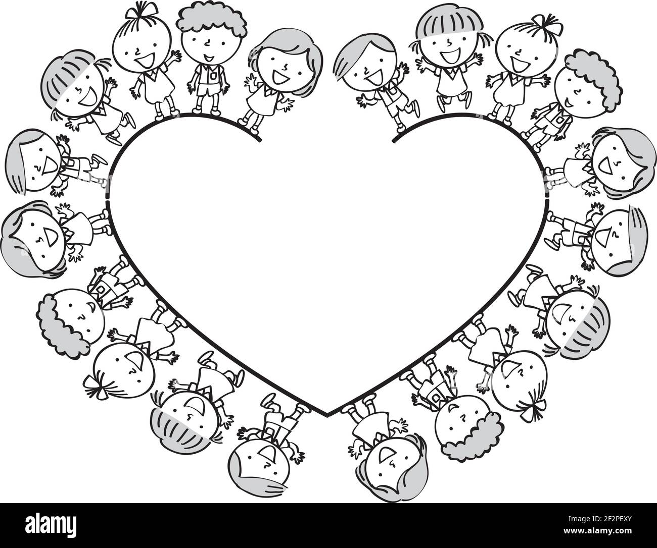 vector cartoon children heart shape border background Stock Vector ...