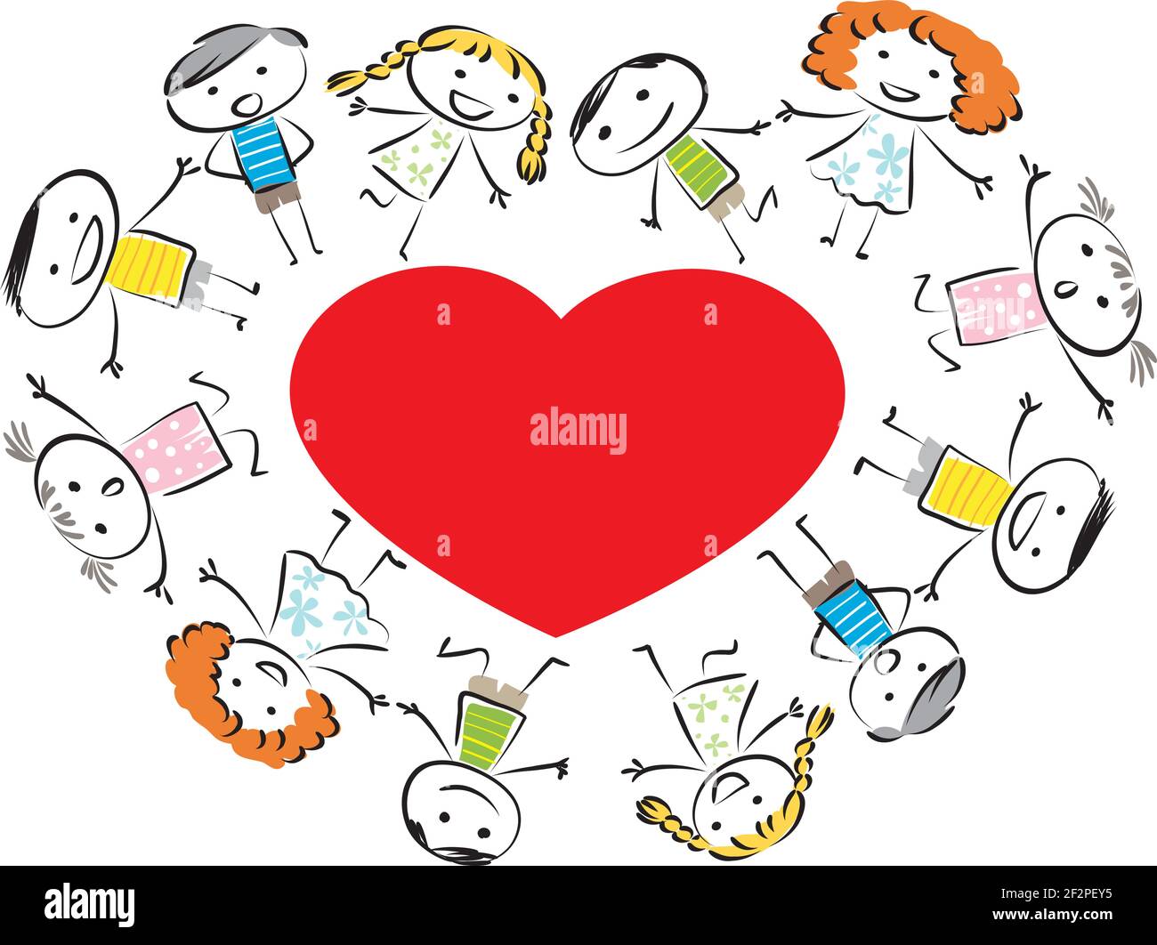 vector cartoon children heart shape border background Stock Vector ...