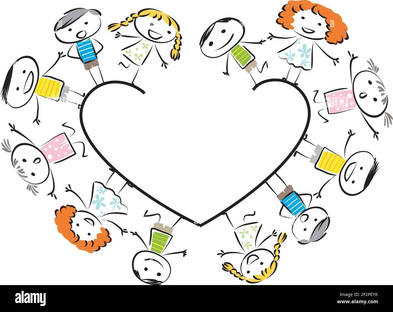 vector cartoon children heart shape border background Stock Vector ...