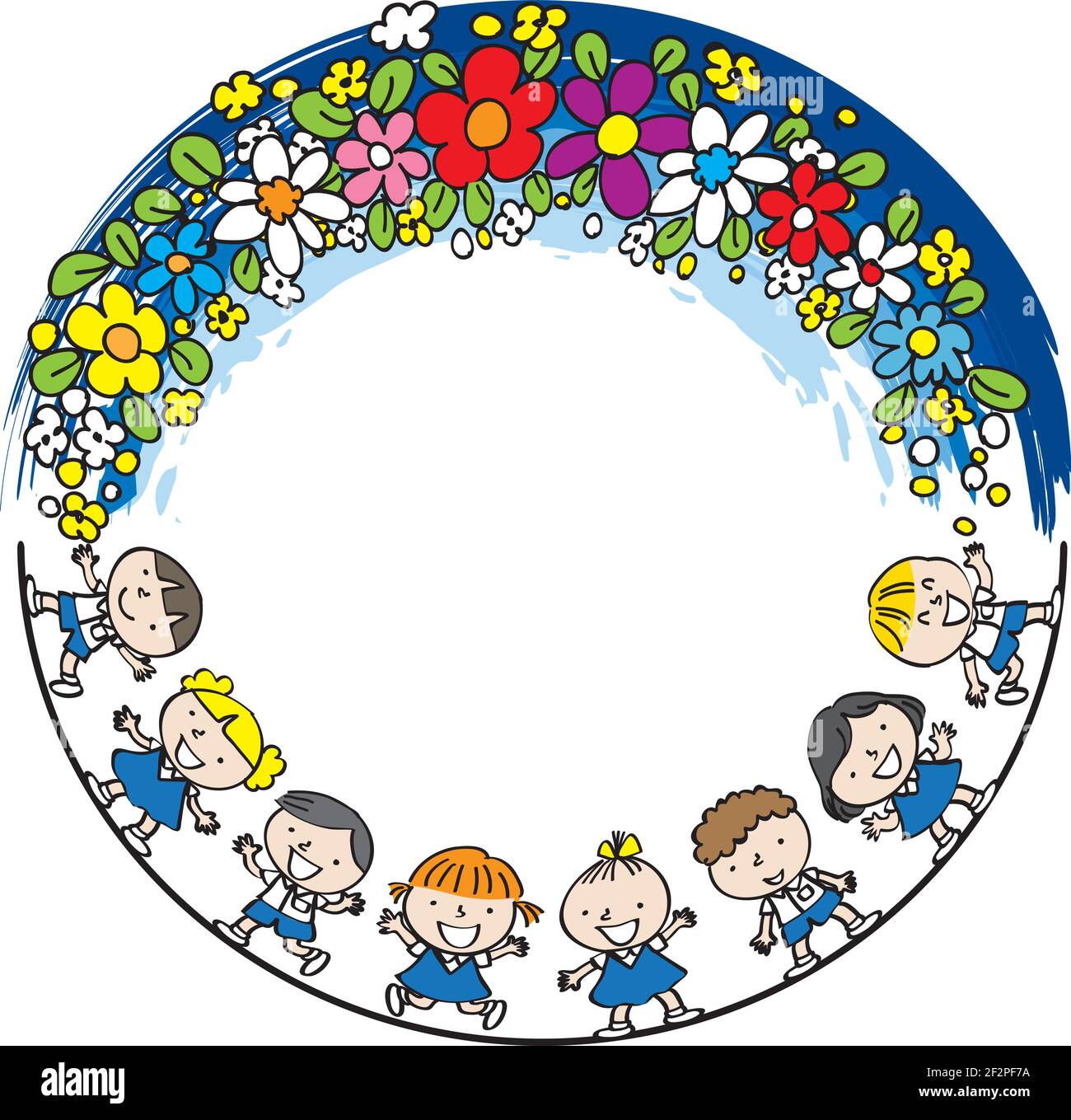 vector cartoon children with flowers garden Stock Vector Image & Art ...