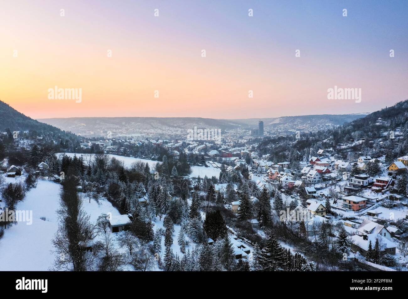 Drone photo of Jena in winter Stock Photo - Alamy