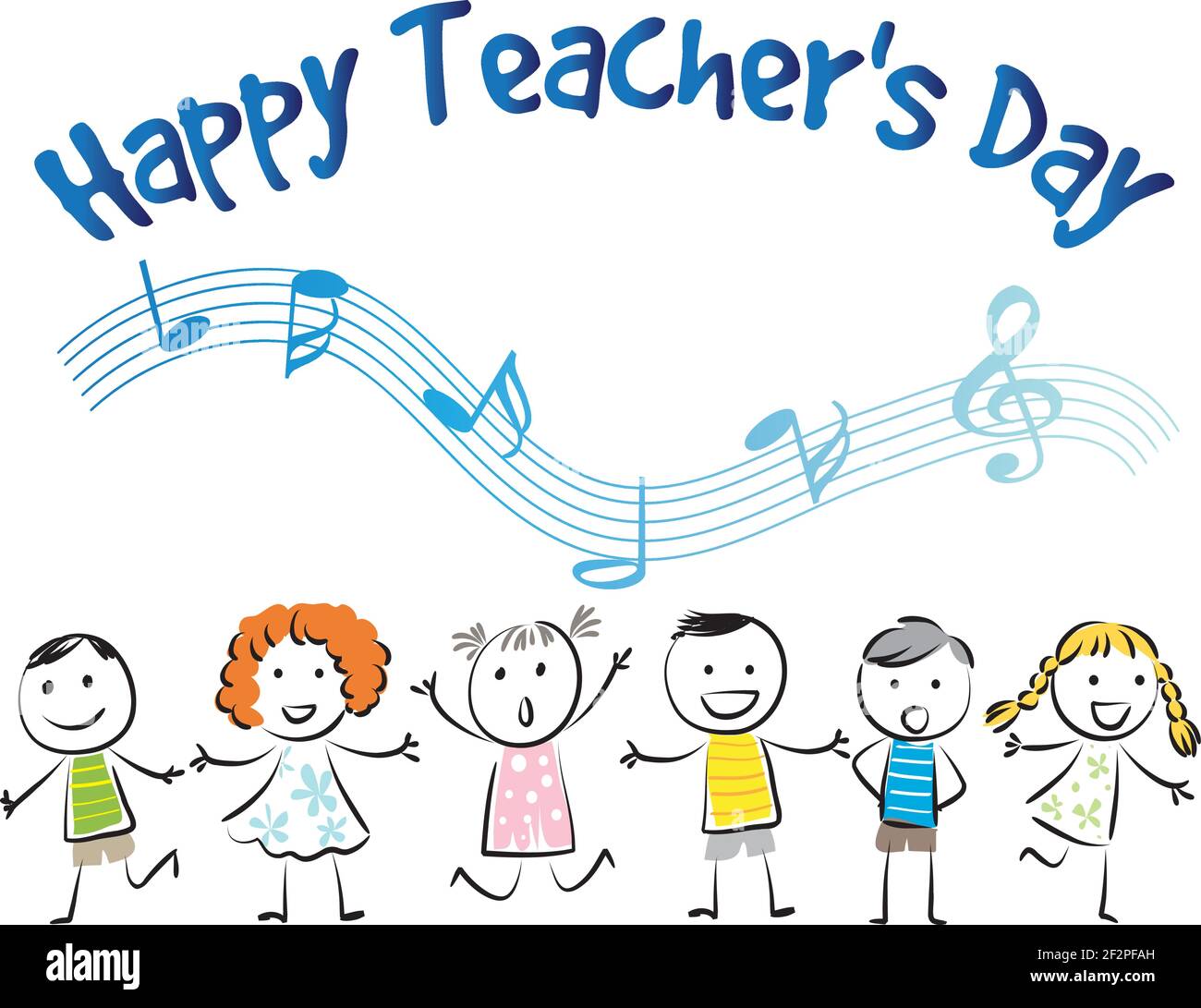 vector cartoon children with music happy teacher's day Stock Vector ...