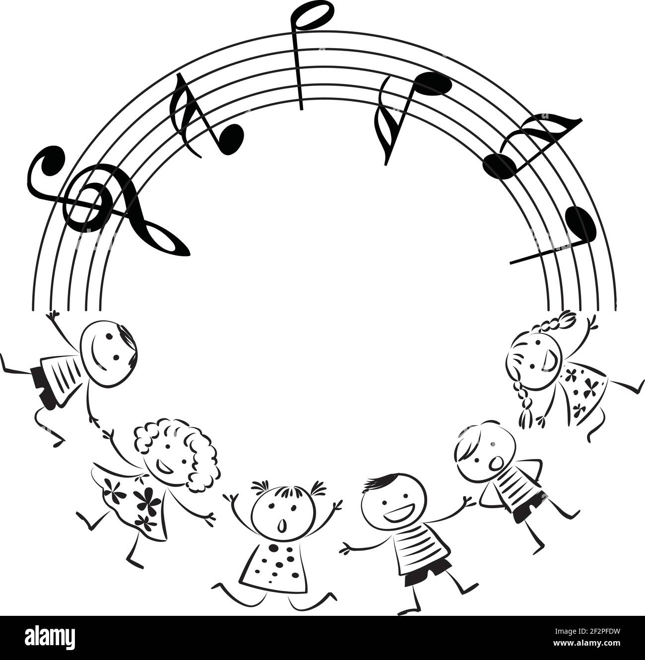 vector cartoon children with music Stock Vector Image & Art - Alamy