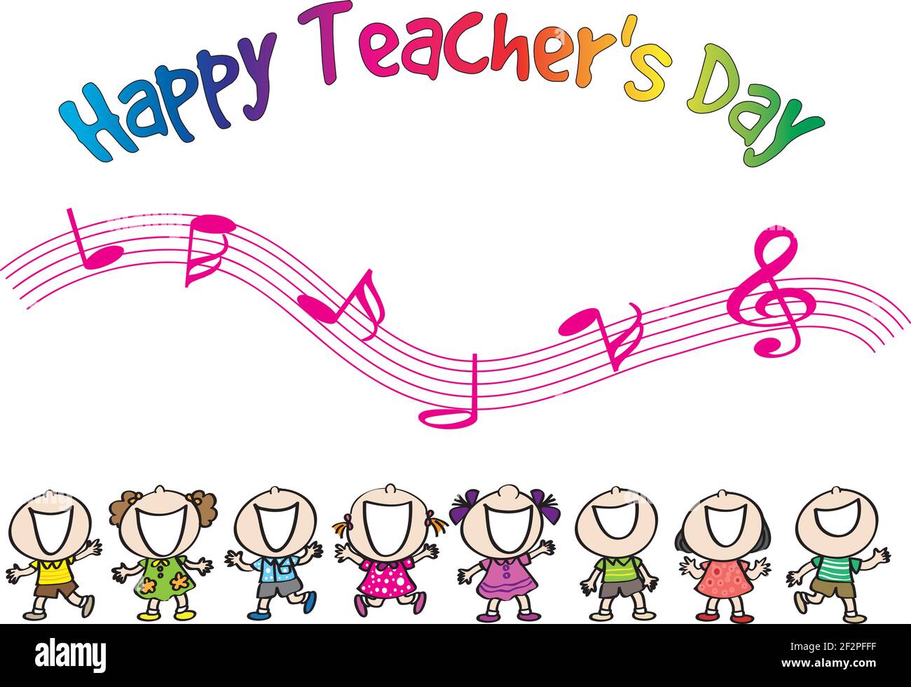 vector cartoon children with music happy teacher's day Stock Vector ...