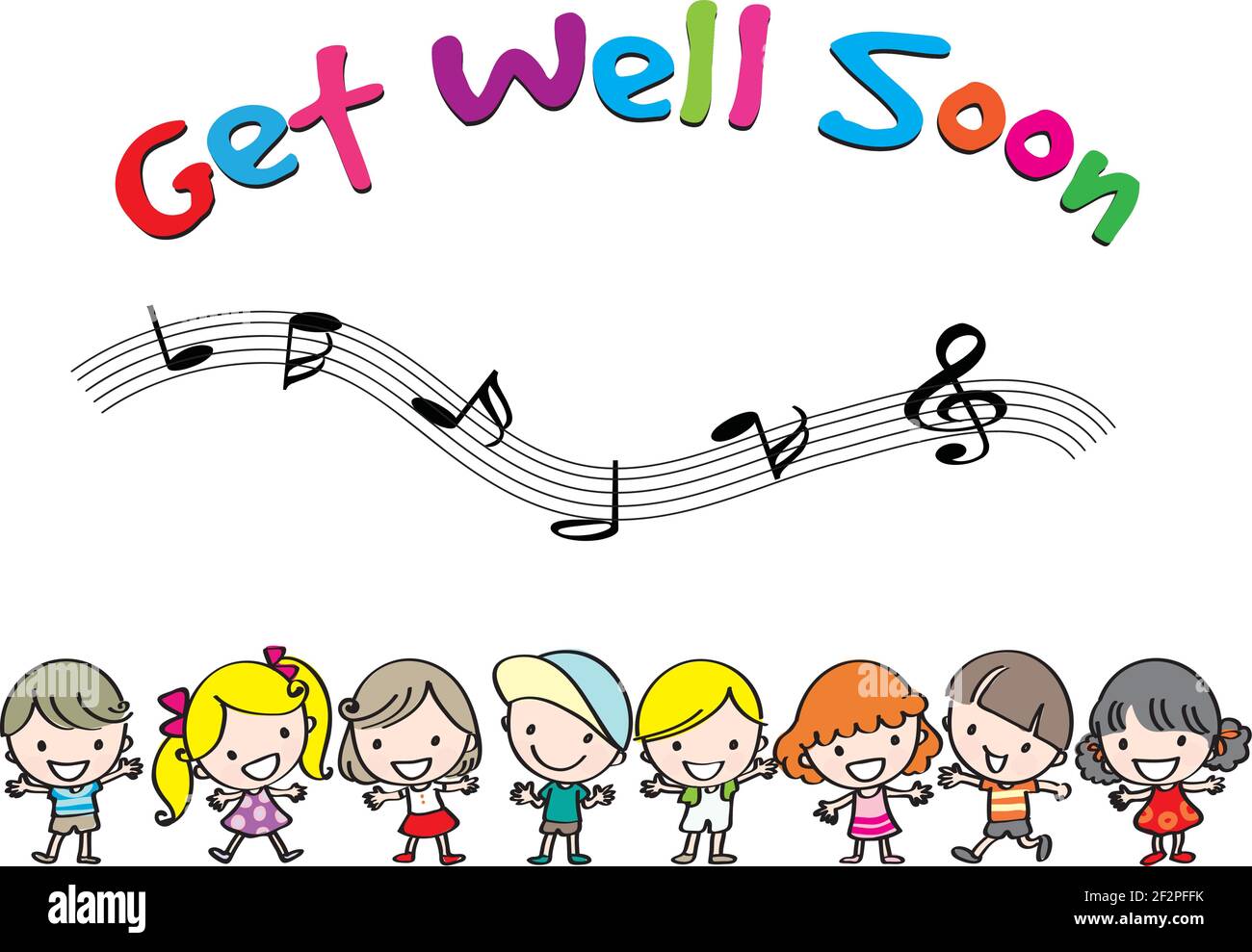 vector cartoon children with music get well soon Stock Vector Image ...