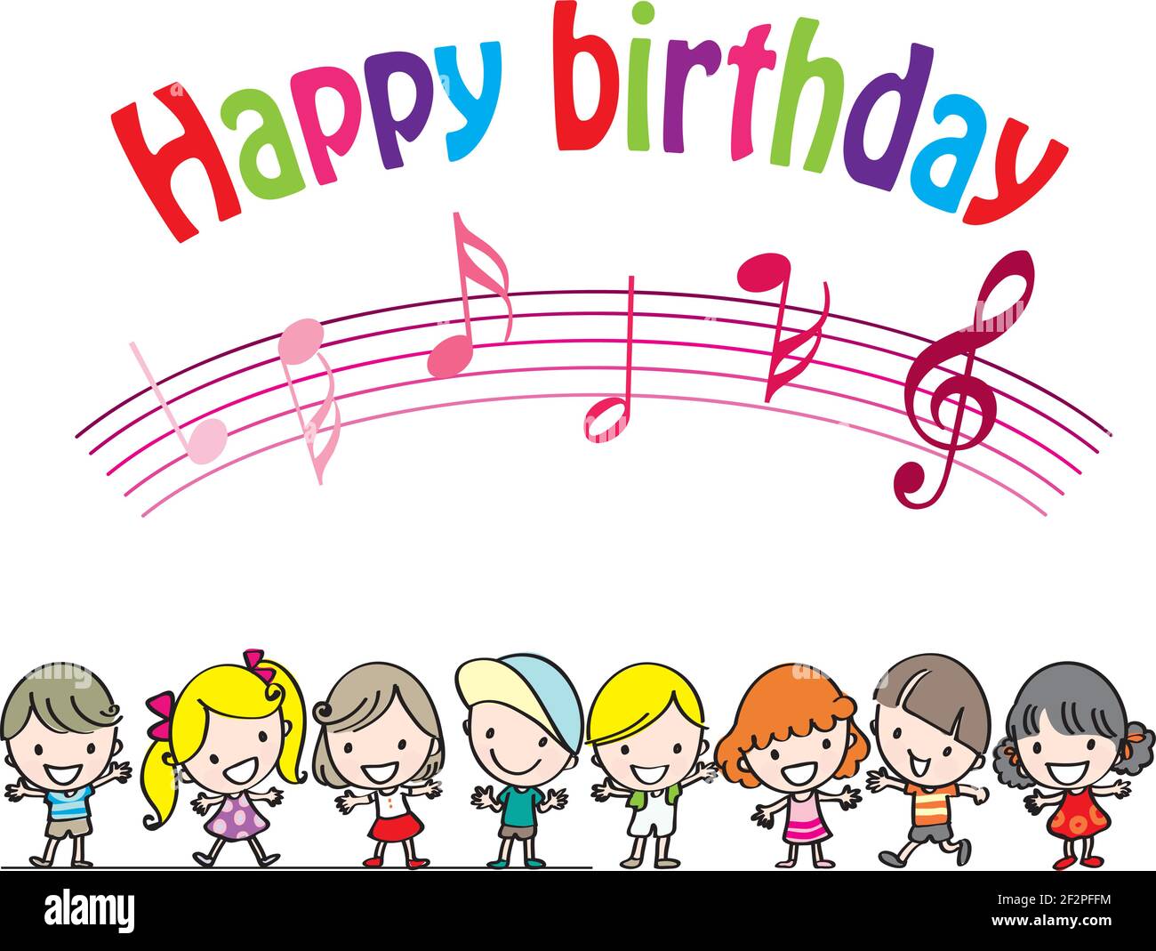 vector cartoon children happy birthday song Stock Vector Image & Art ...
