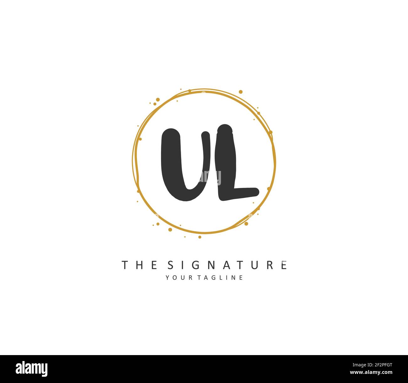 UL Initial letter handwriting and signature logo. A concept handwriting ...
