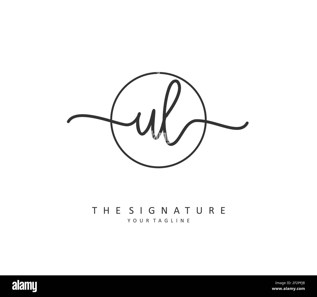 UL Initial letter handwriting and signature logo. A concept handwriting ...