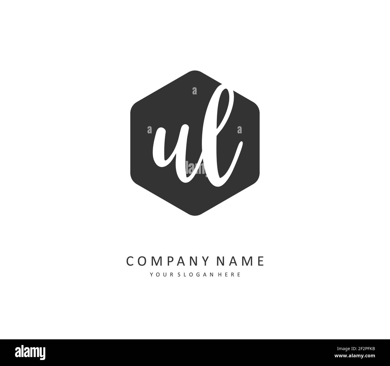 UL Initial letter handwriting and signature logo. A concept handwriting ...