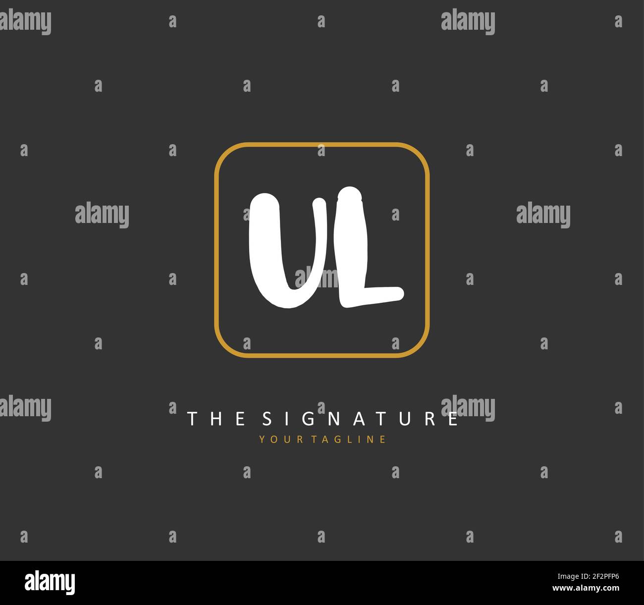 UL Initial letter handwriting and signature logo. A concept handwriting ...
