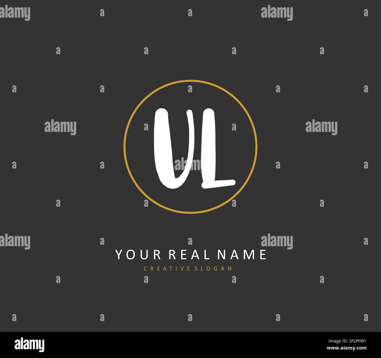 UL Initial letter handwriting and signature logo. A concept handwriting ...