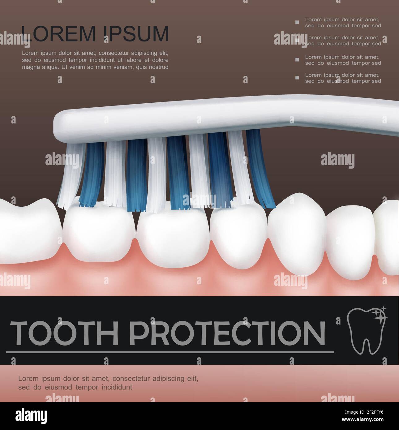 Dental care colorful concept with healthy teeth brushing process in ...