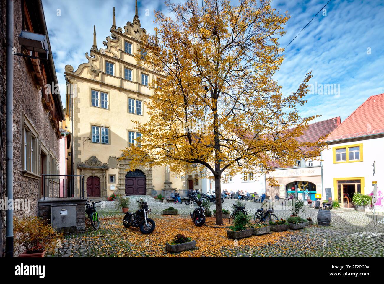 Historic town hall, house facade, autumn, historic town center ...