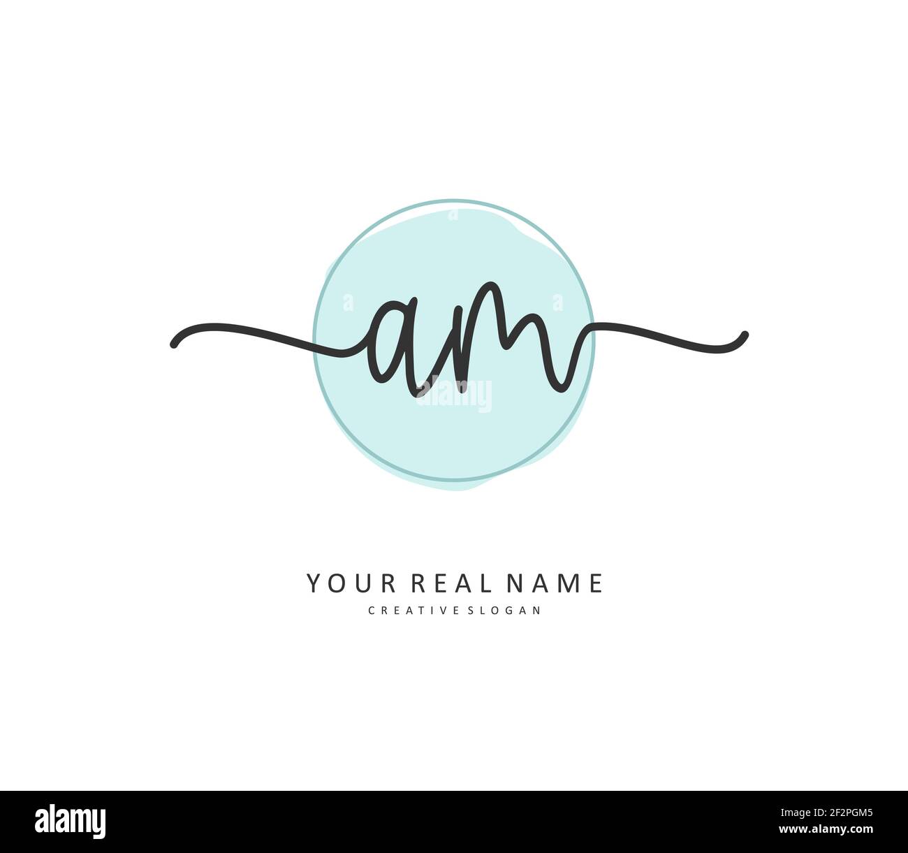A M AM Initial letter handwriting and signature logo. A concept ...
