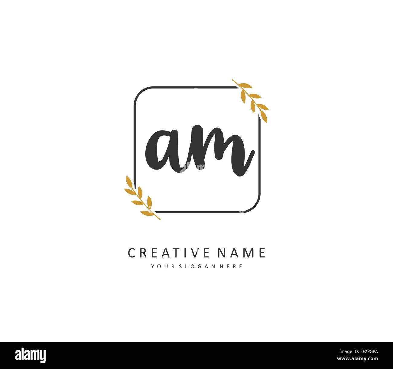 A M AM Initial letter handwriting and signature logo. A concept ...