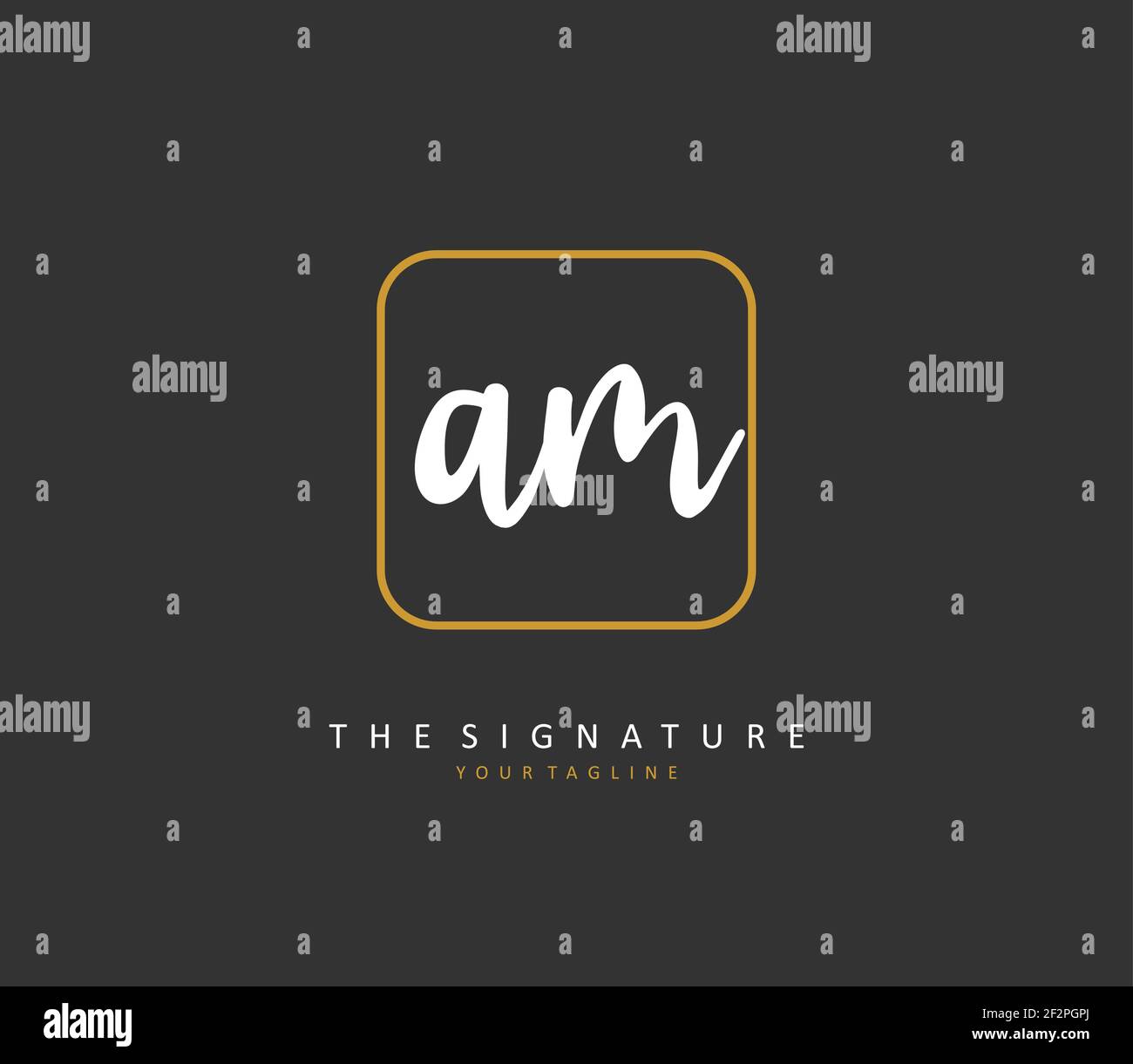 A M AM Initial letter handwriting and signature logo. A concept ...