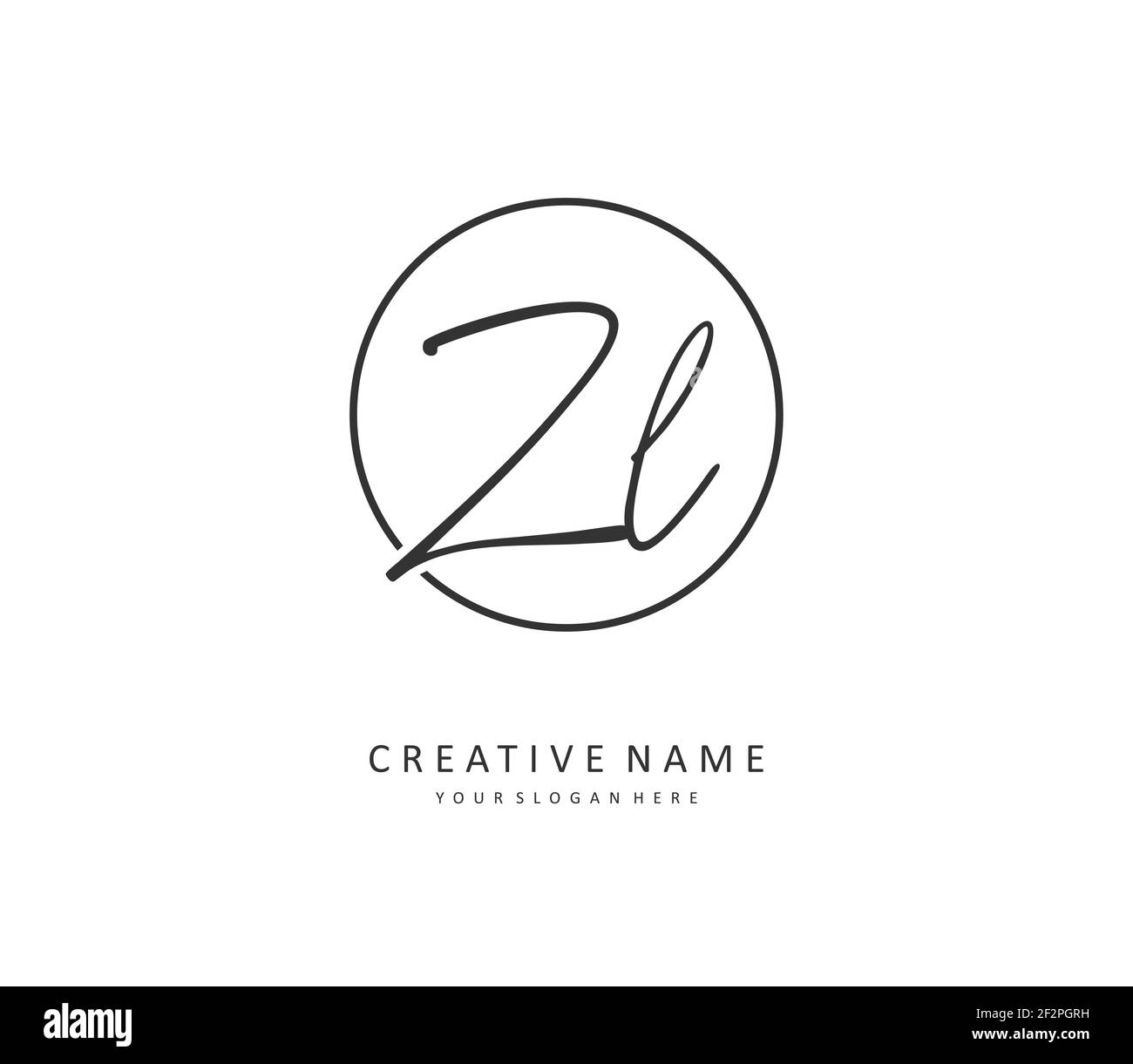 ZL Initial letter handwriting and signature logo. A concept handwriting ...