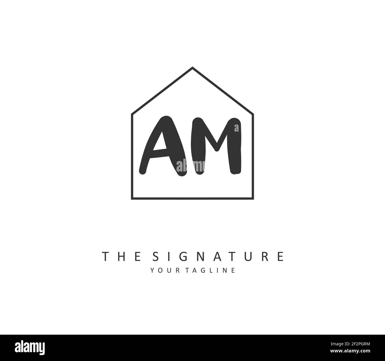 A M AM Initial letter handwriting and signature logo. A concept ...