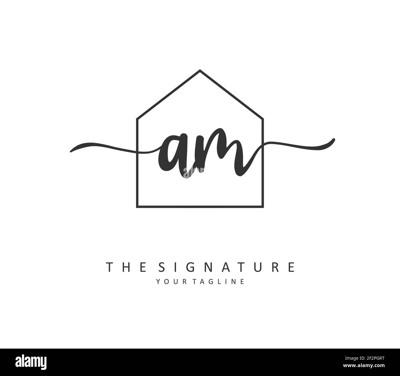 A M AM Initial letter handwriting and signature logo. A concept ...