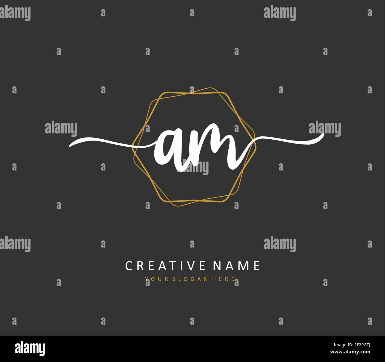 A M AM Initial letter handwriting and signature logo. A concept ...