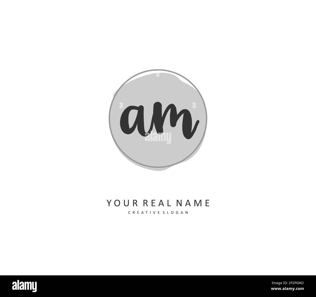 A M AM Initial letter handwriting and signature logo. A concept ...