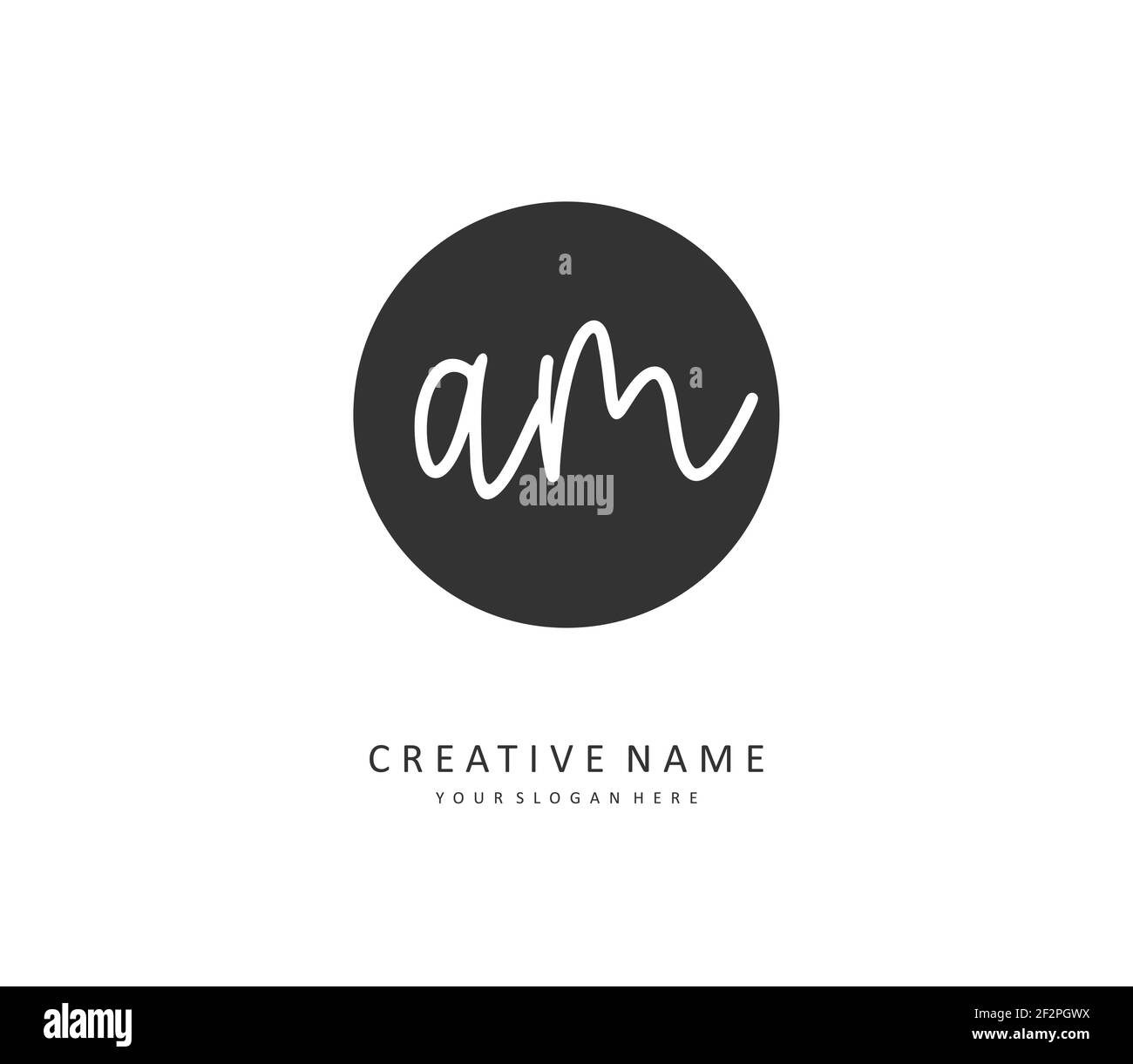 A M AM Initial letter handwriting and signature logo. A concept ...