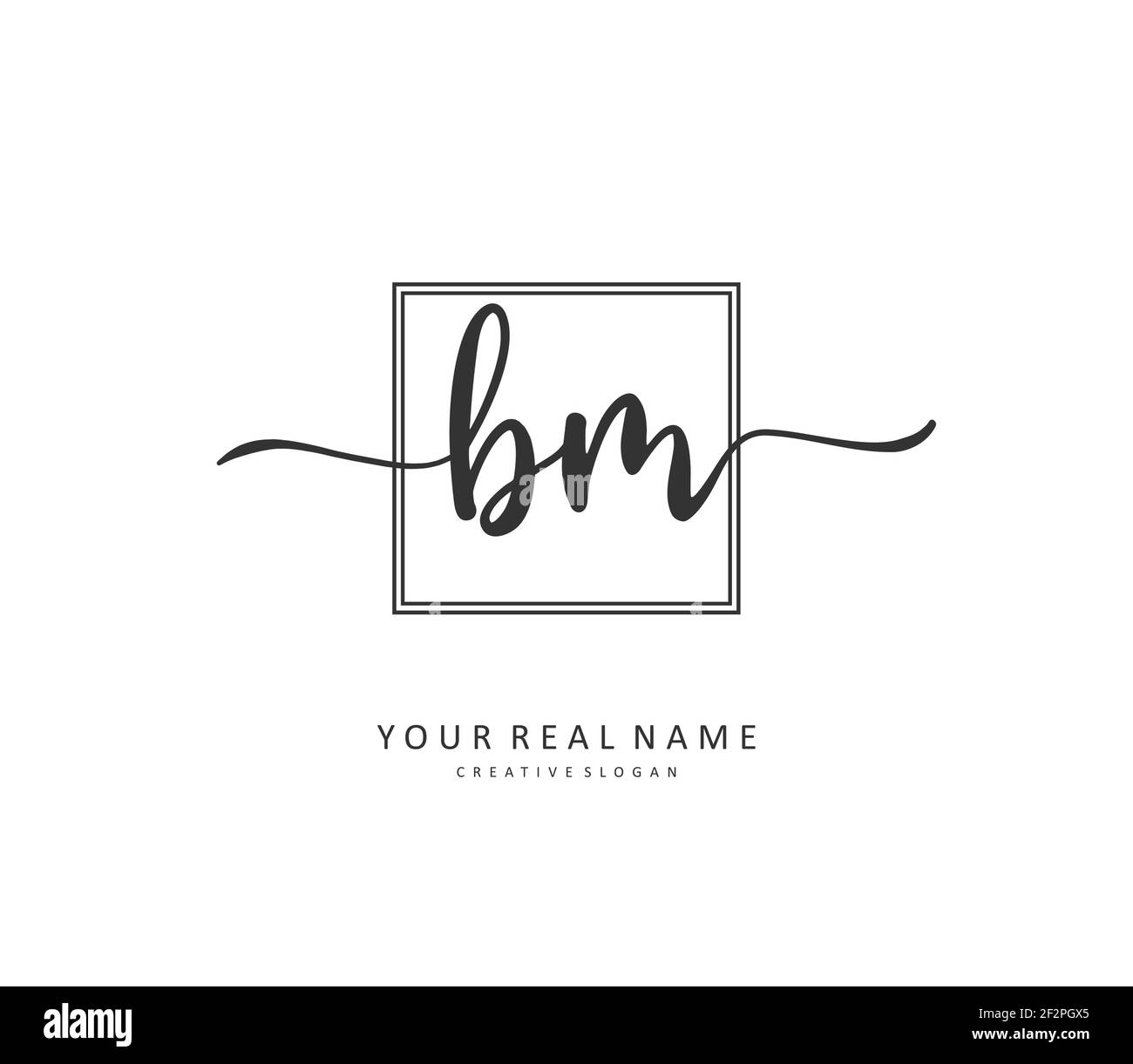 B M BM Initial letter handwriting and signature logo. A concept ...