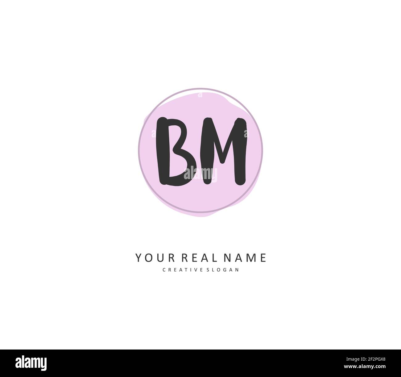 B M BM Initial letter handwriting and signature logo. A concept ...