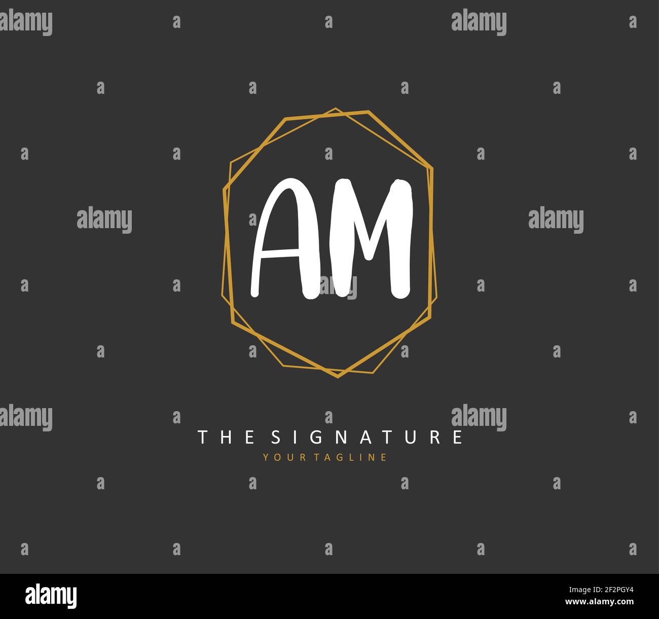 A M AM Initial letter handwriting and signature logo. A concept ...