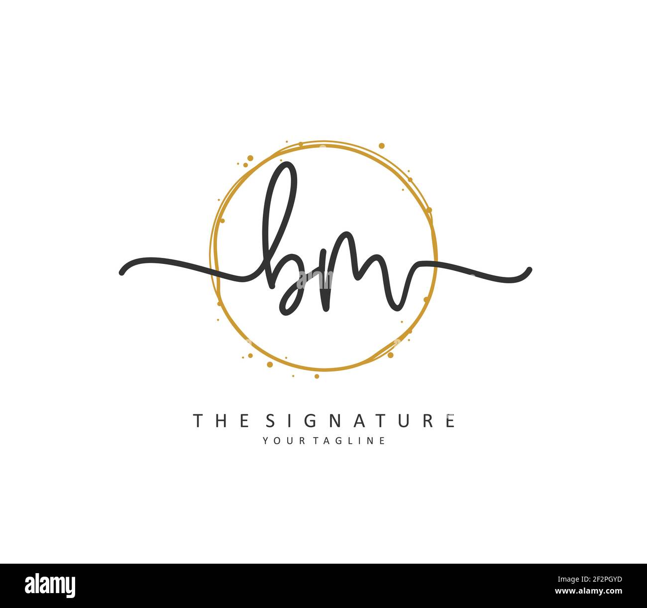 B M BM Initial letter handwriting and signature logo. A concept ...