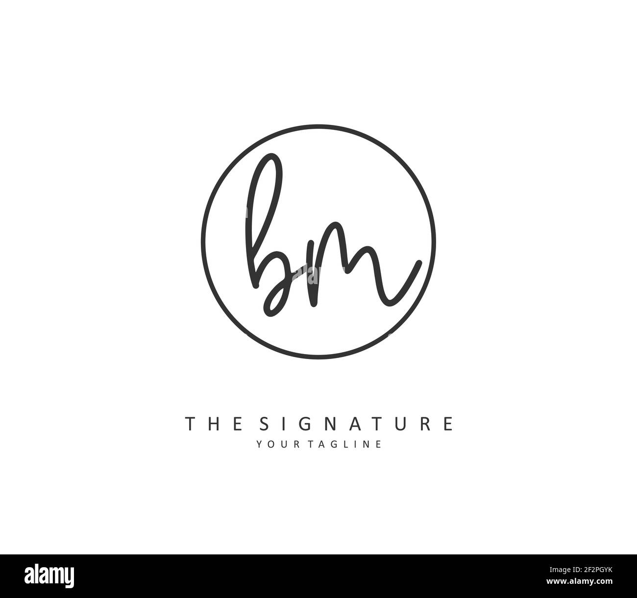 B M BM Initial letter handwriting and signature logo. A concept ...