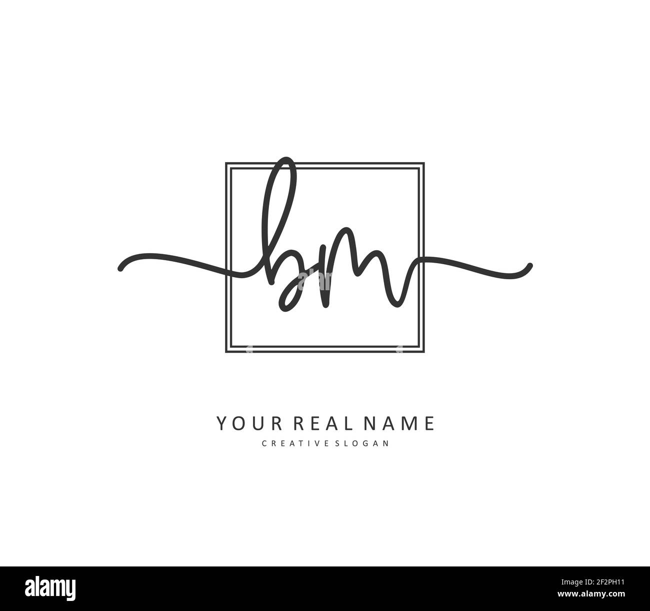 B M BM Initial letter handwriting and signature logo. A concept ...