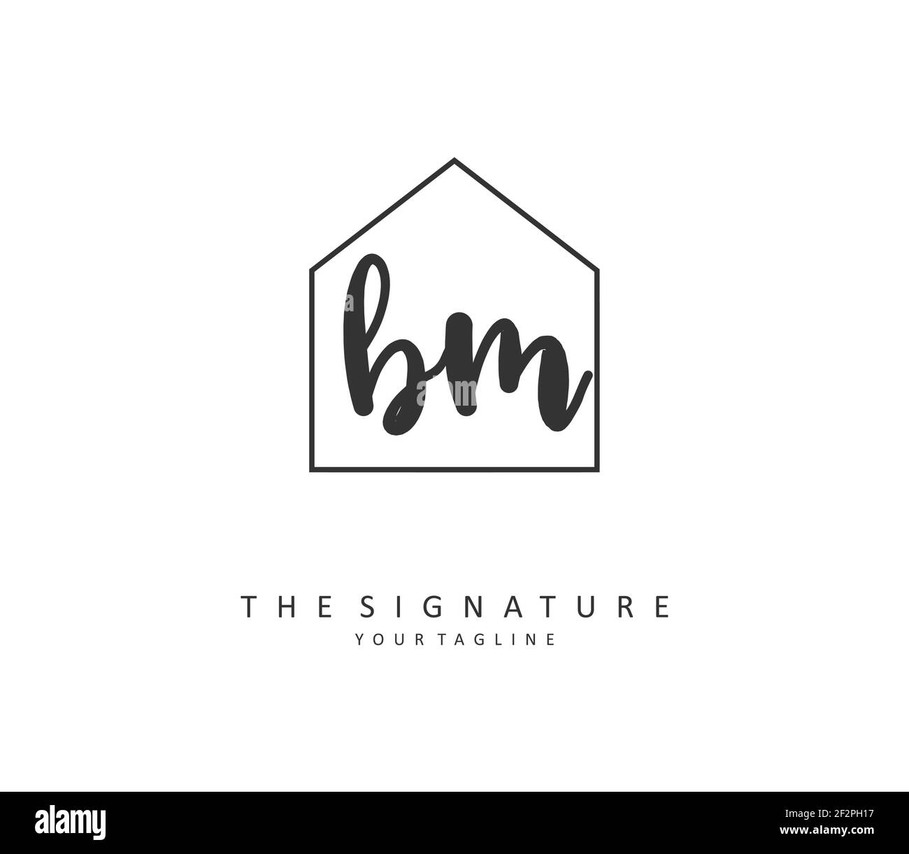 B M BM Initial letter handwriting and signature logo. A concept ...