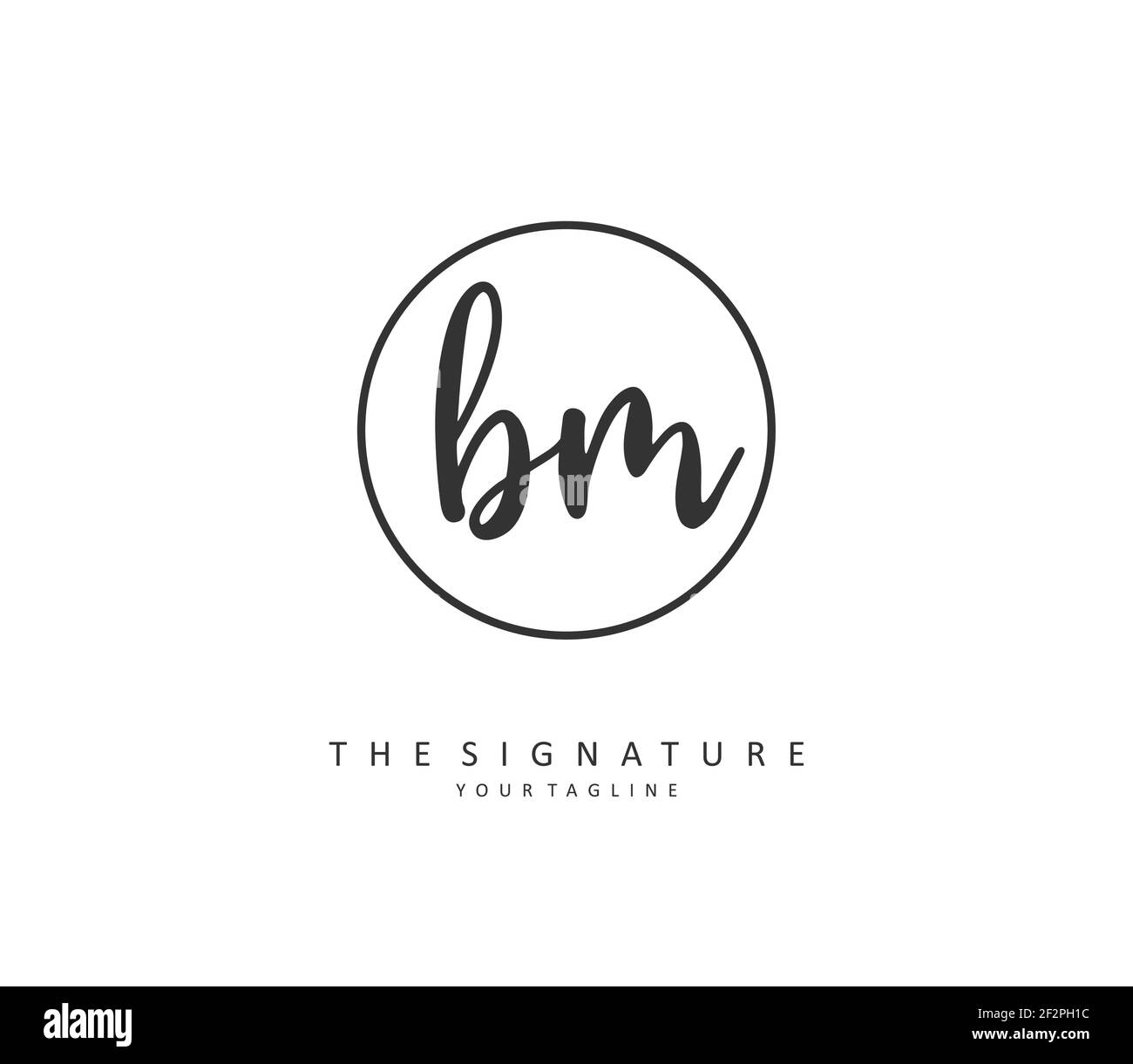 B M BM Initial letter handwriting and signature logo. A concept ...