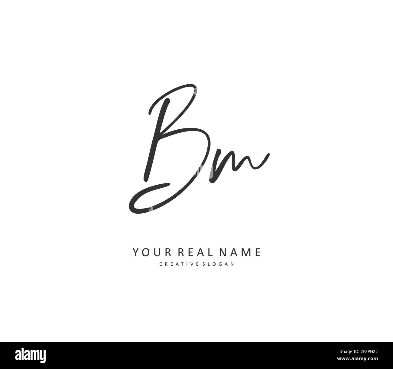 B M BM Initial letter handwriting and signature logo. A concept ...