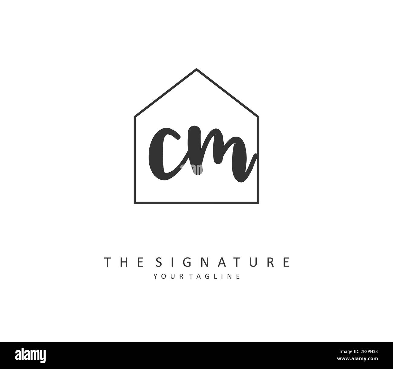 C M CM Initial letter handwriting and signature logo. A concept ...