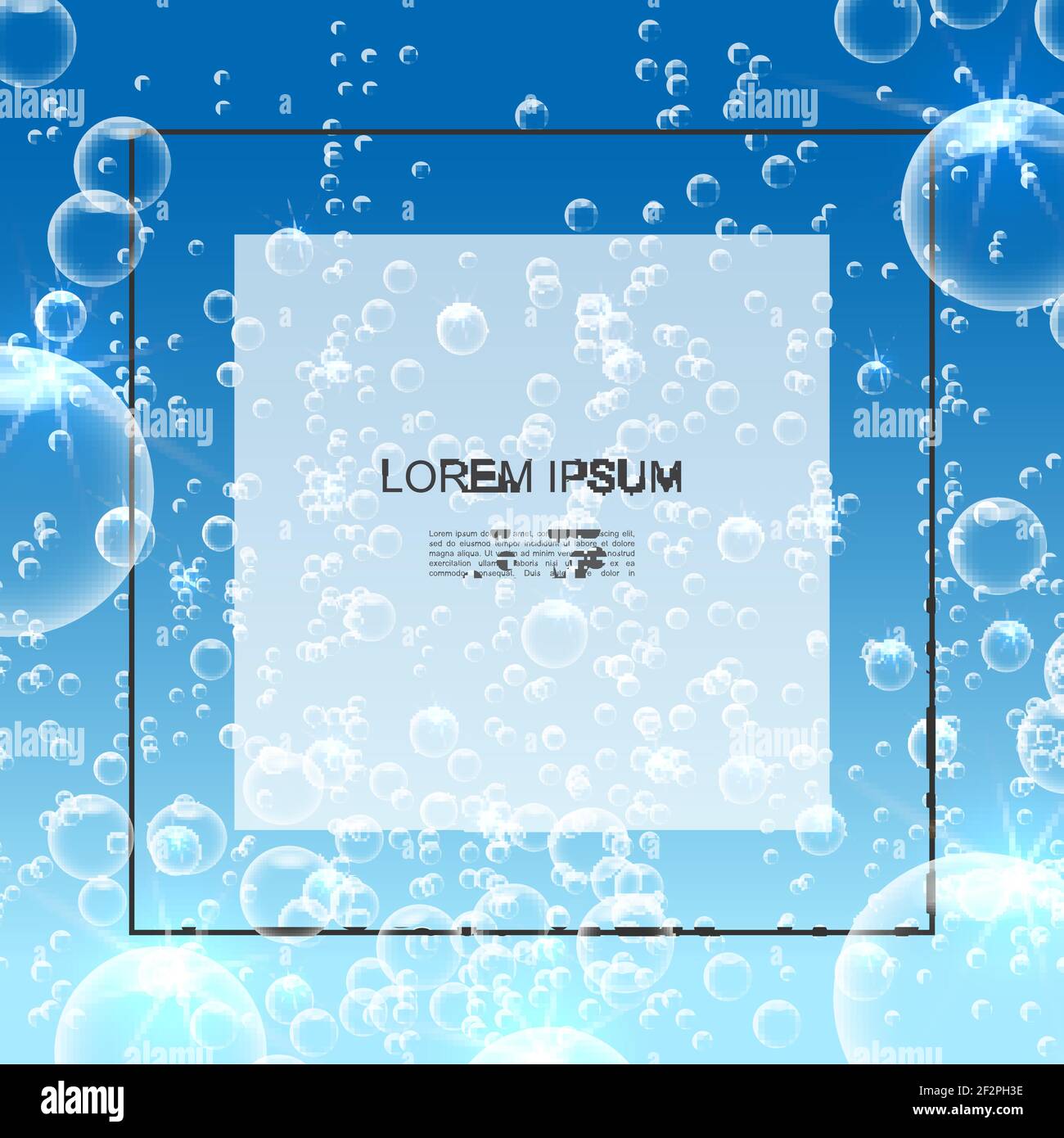 Realistic clear water poster with transparent soap or water bubbles and ...
