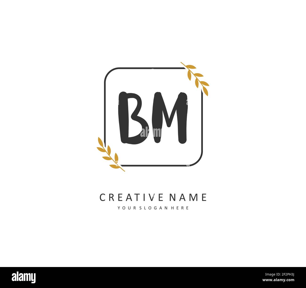 B M BM Initial letter handwriting and signature logo. A concept ...
